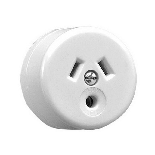 SURFACE SOCKET 3PIN ROUND EARTH 10A WHT SURFACE SOCKET 3PIN ROUND EARTH 10A WHT